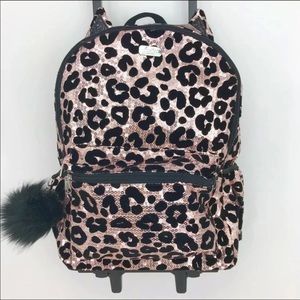 Justice | Bags | Justice Luggage Rolling Backpack Wheelie Cheetah ...